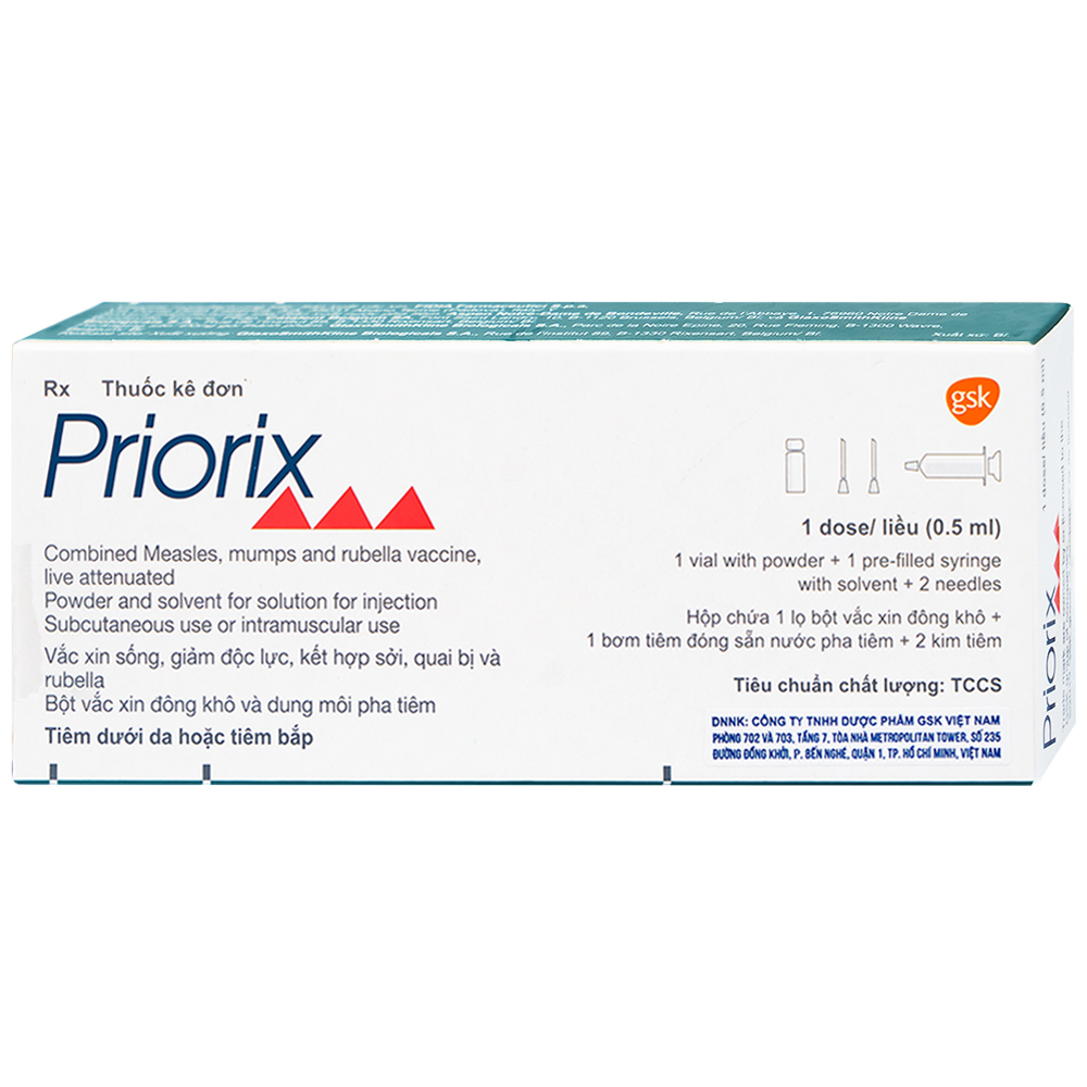 Vắc xin Priorix (Bỉ) phòng ngừa bệnh sởi, quai bị, rubella